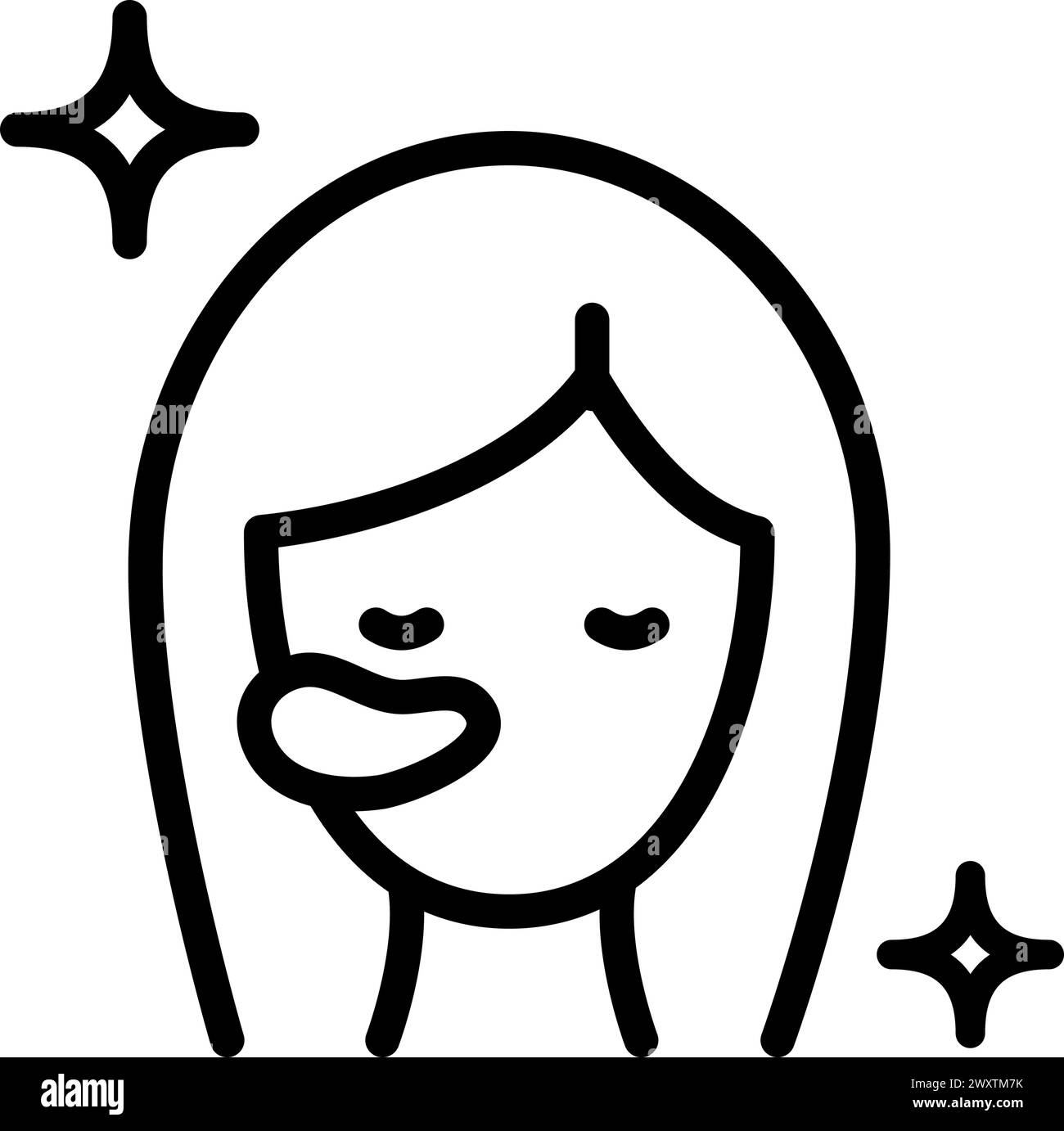 Girl face with patches line icon. Beauty procedure concept, applying ...