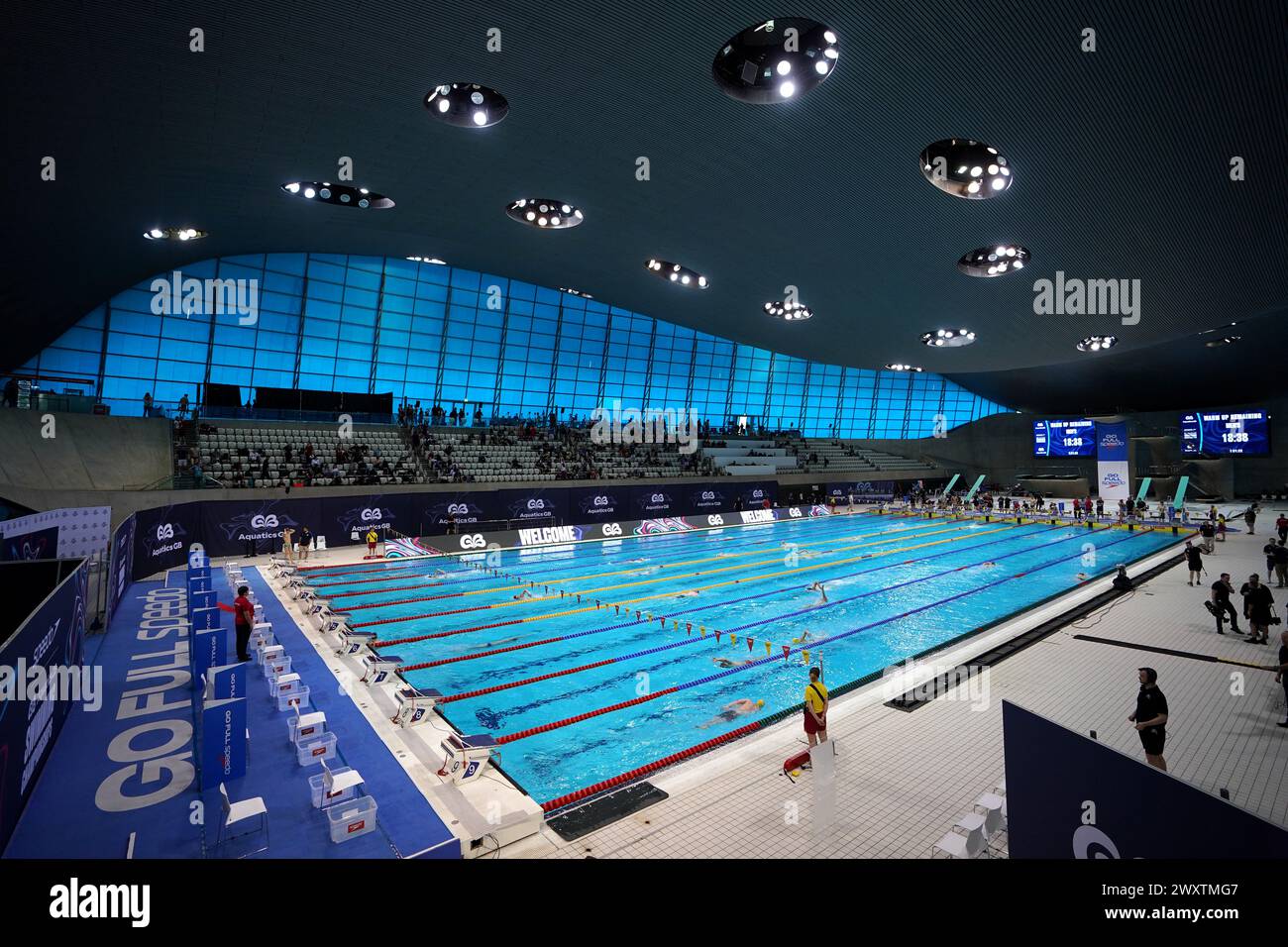 A general view of the pool during day one of the 2024 British Swimming ...