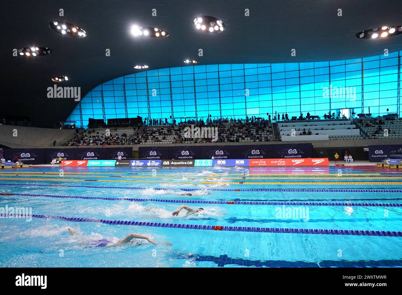 A general view during the Men's 400m Freestyle on day one of the 2024 ...