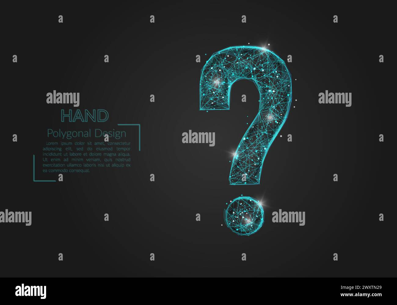 Abstract isolated blue image of a question sign. Polygonal illustration ...