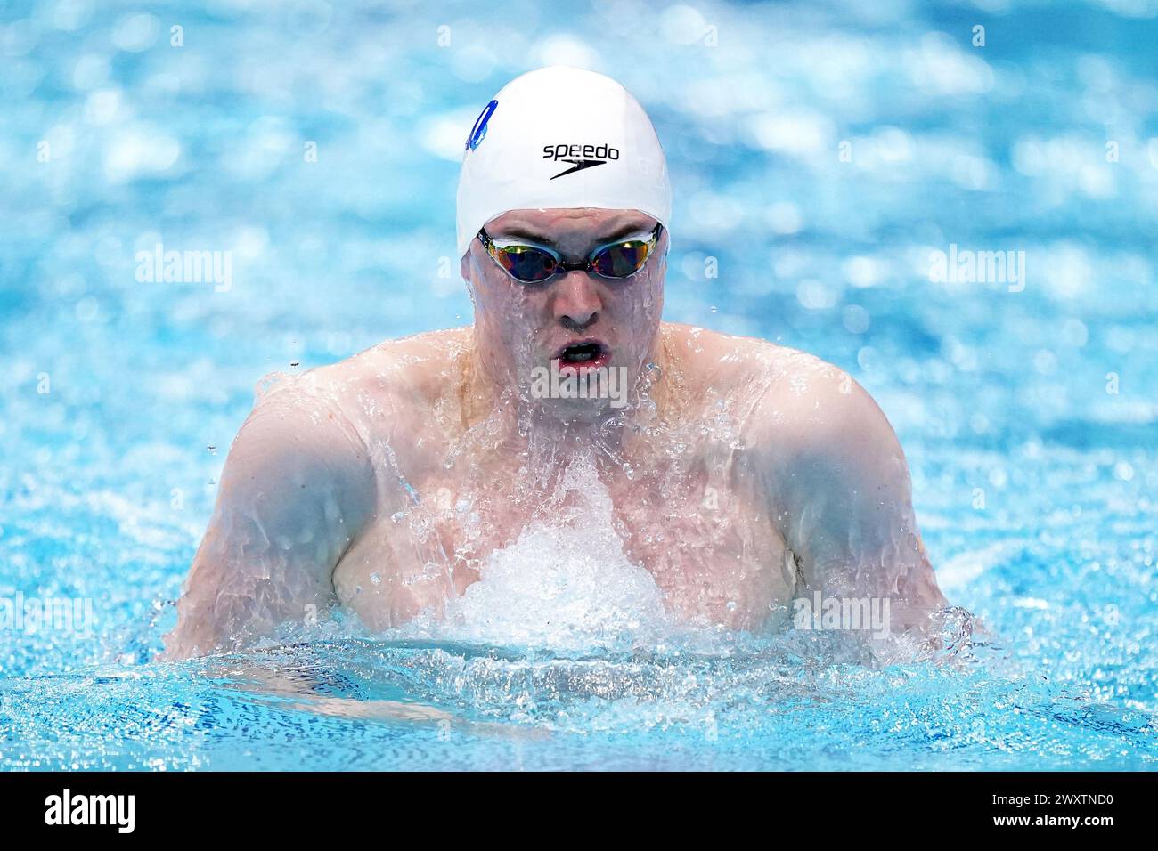 Robert Bryce in action during the Men's 100m Breaststroke on day one of ...