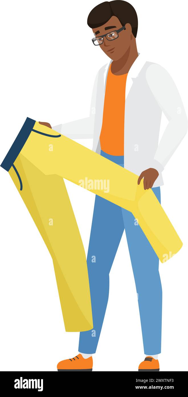 Student character choosing clothing. Student boy choose outfit flat ...