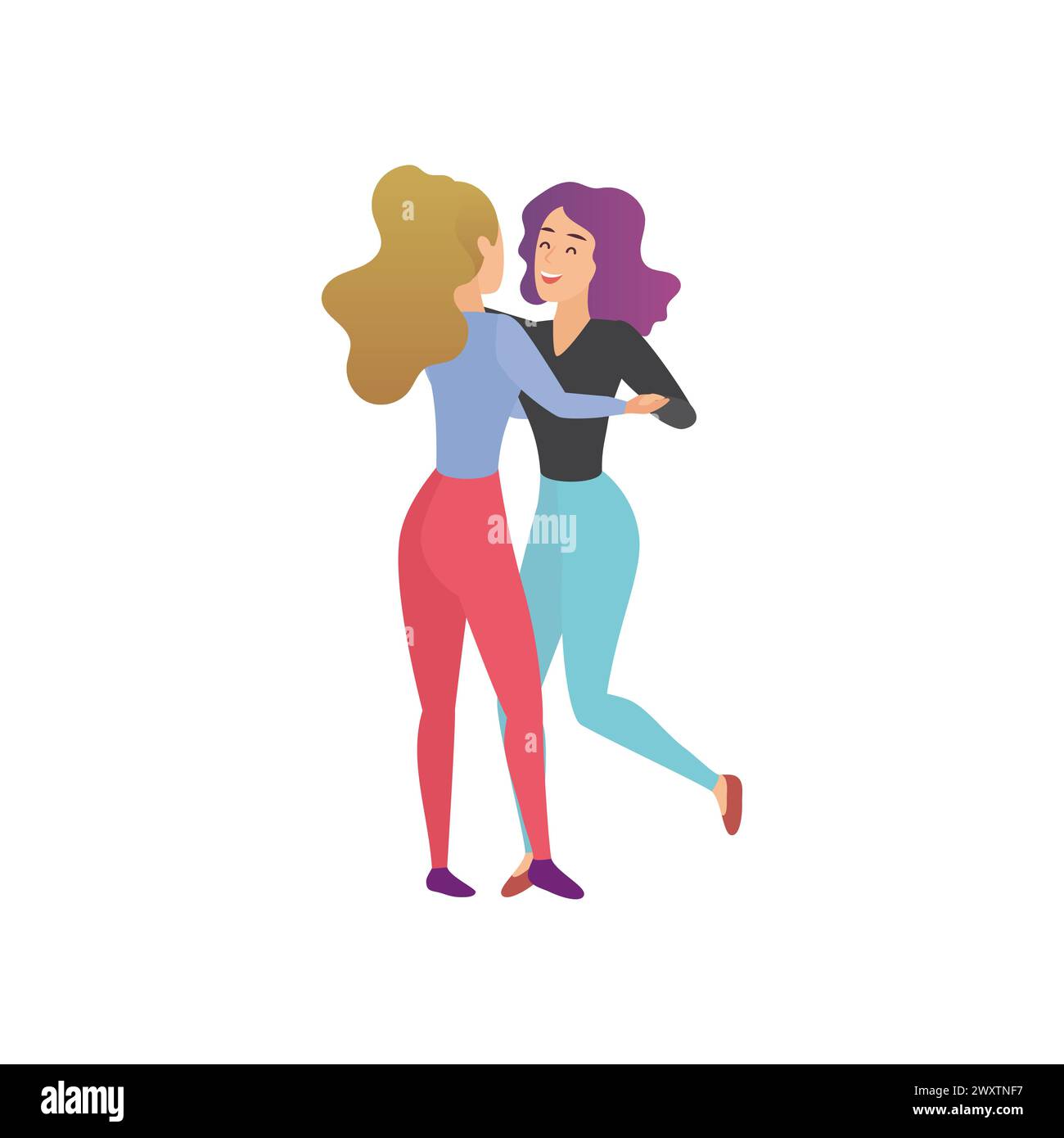 Stylized dancing people on dancefloor. Dance party, dancing group ...