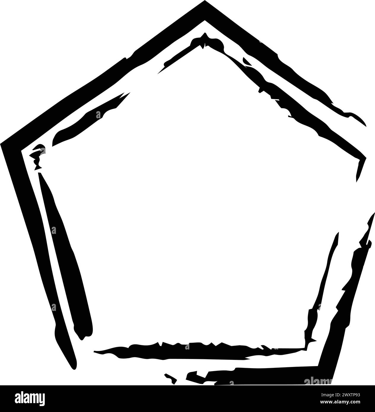 Pentagon grunge texture element frame border shape icon for decorative ...