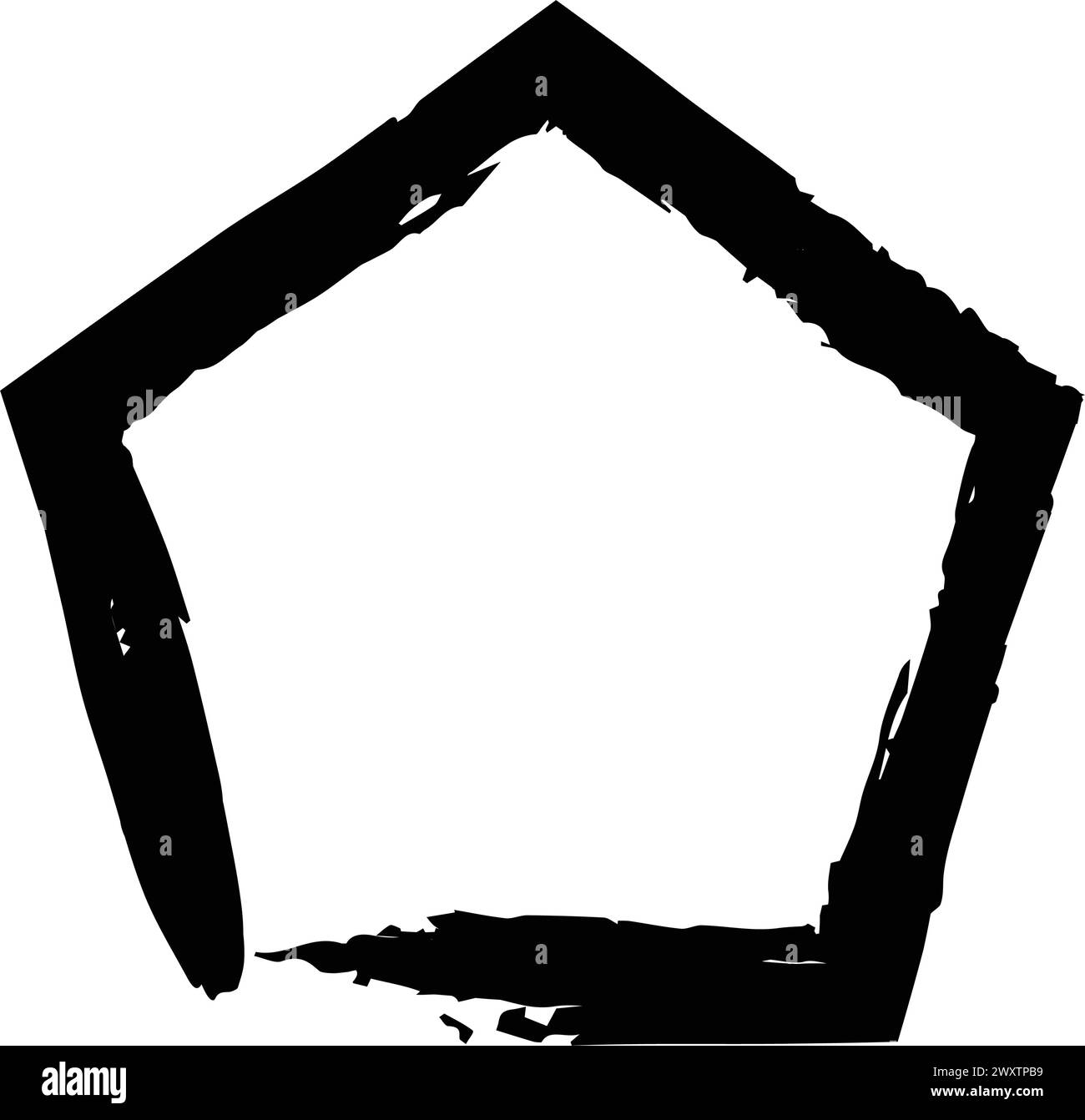 Pentagon grunge texture element frame border shape icon for decorative ...