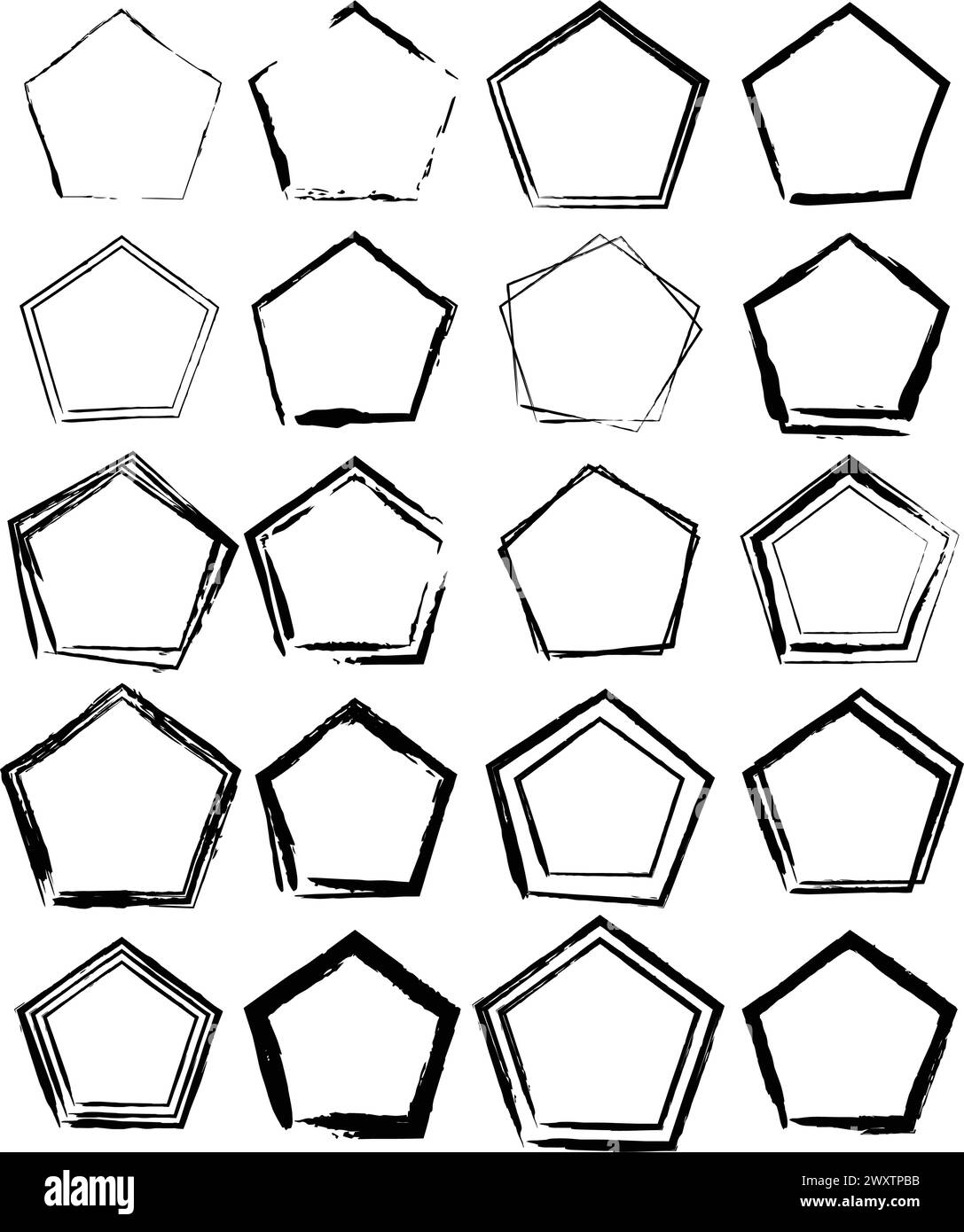Pentagon grunge texture element frame border shape icon for decorative ...