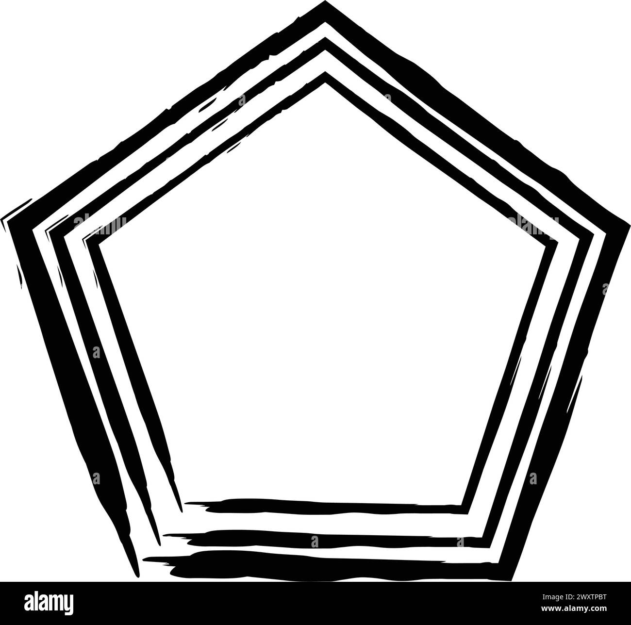 Pentagon grunge texture element frame border shape icon for decorative ...