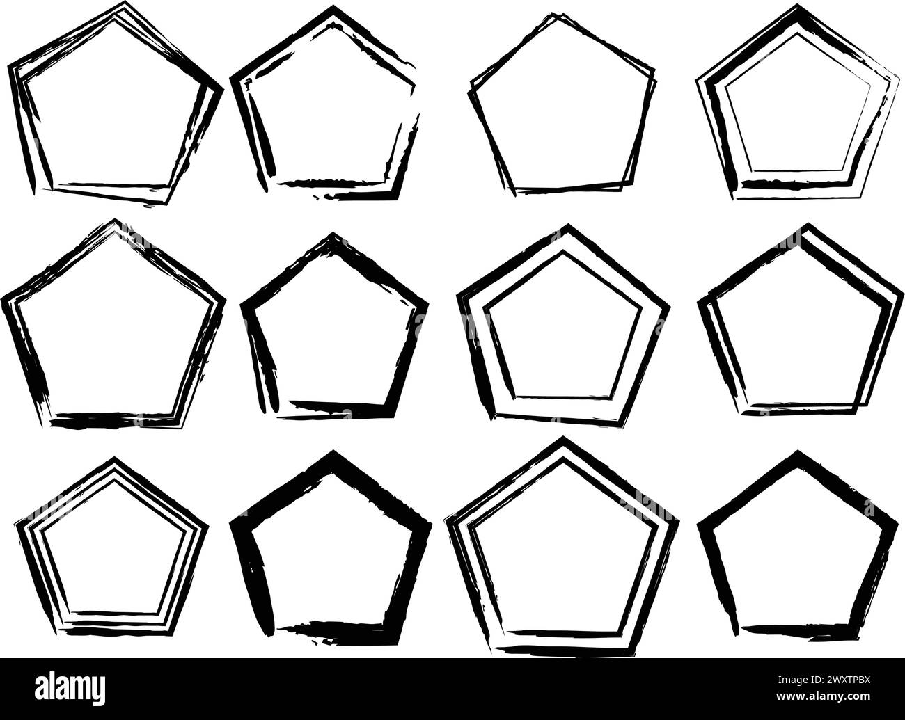 Pentagon grunge texture element frame border shape icon for decorative ...