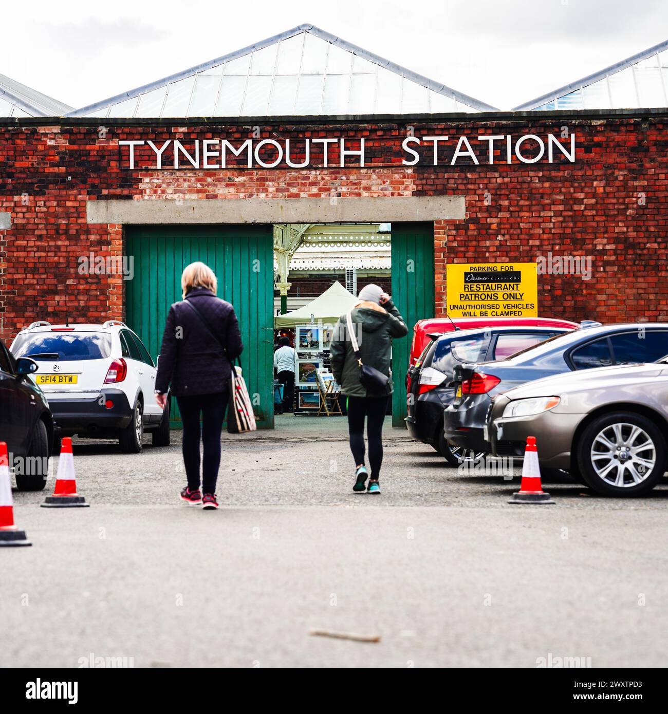 People walking into the Tynemouth Station market, Tynemouth, North ...