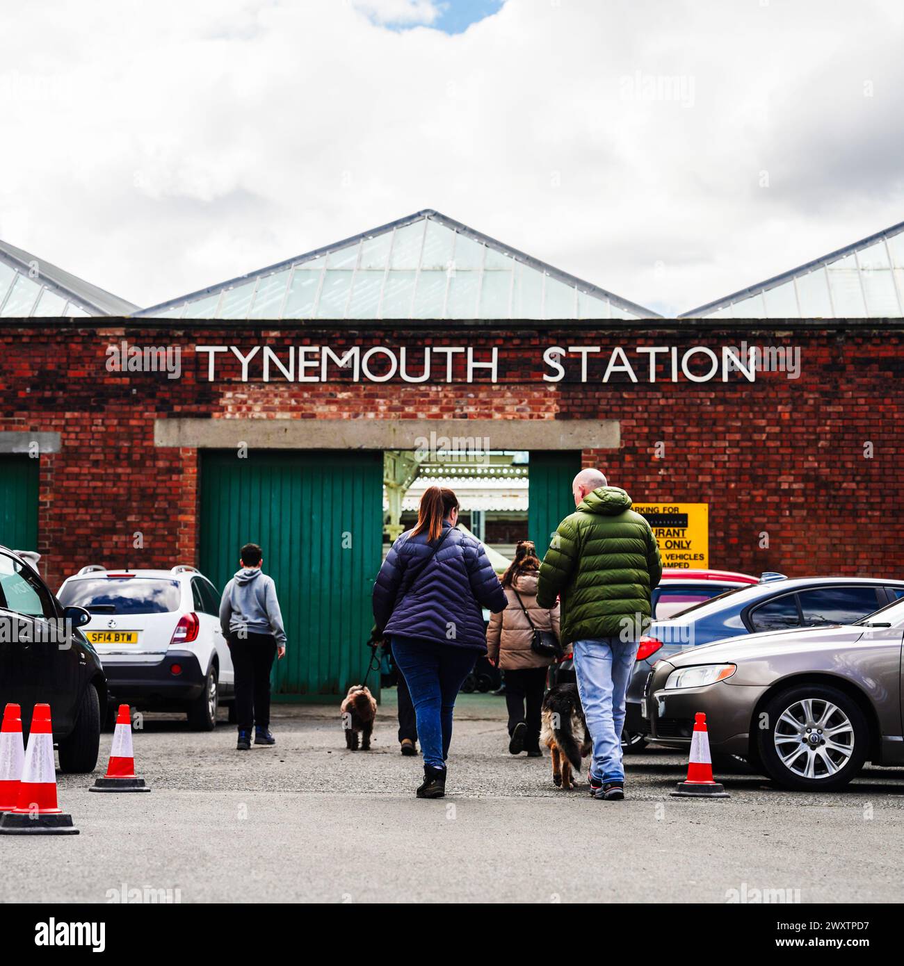 People walking into the Tynemouth Station market, Tynemouth, North ...