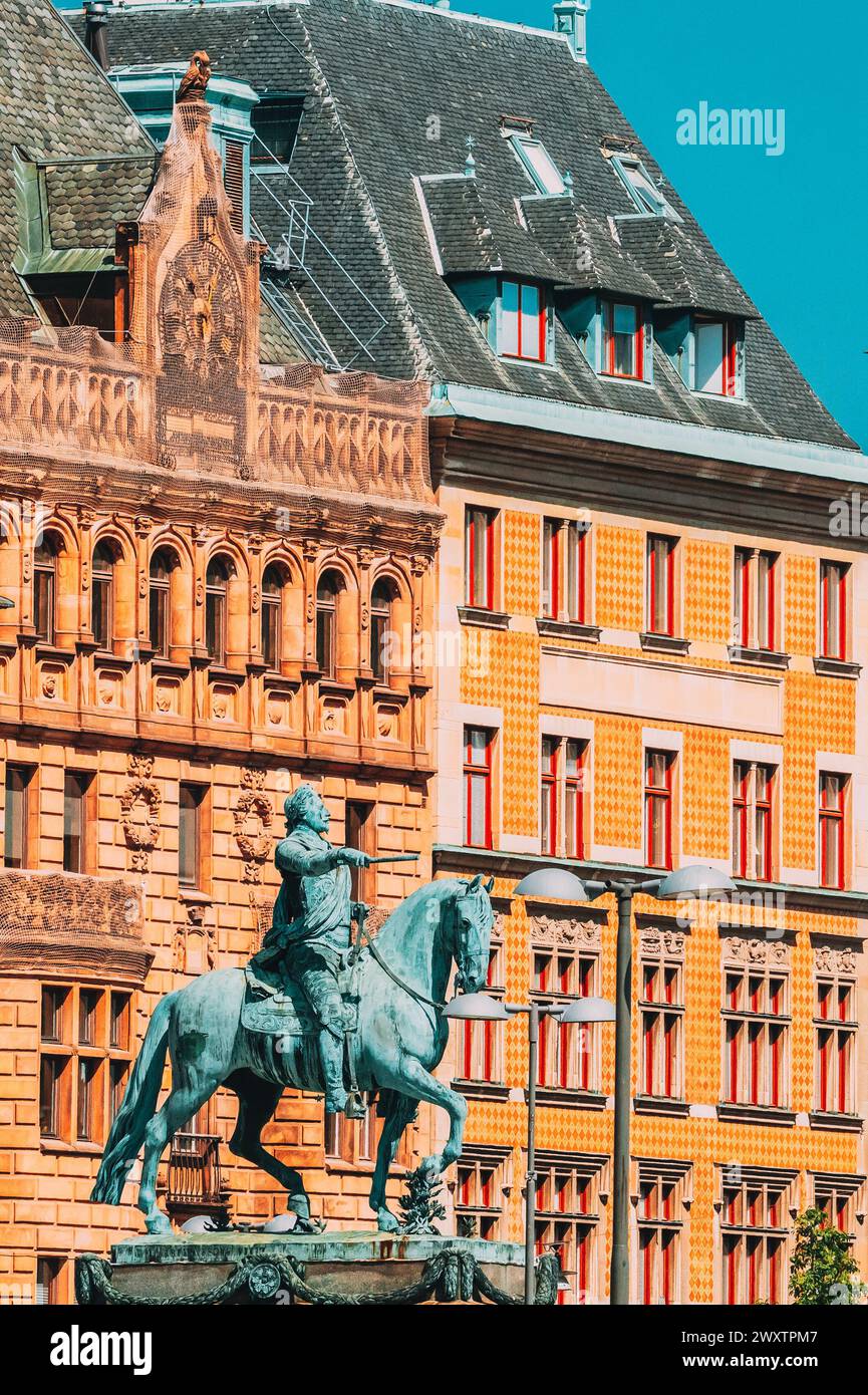 Stockholm, Sweden. Statue Of Former Swedish King Karl XIV Johan Sitting ...