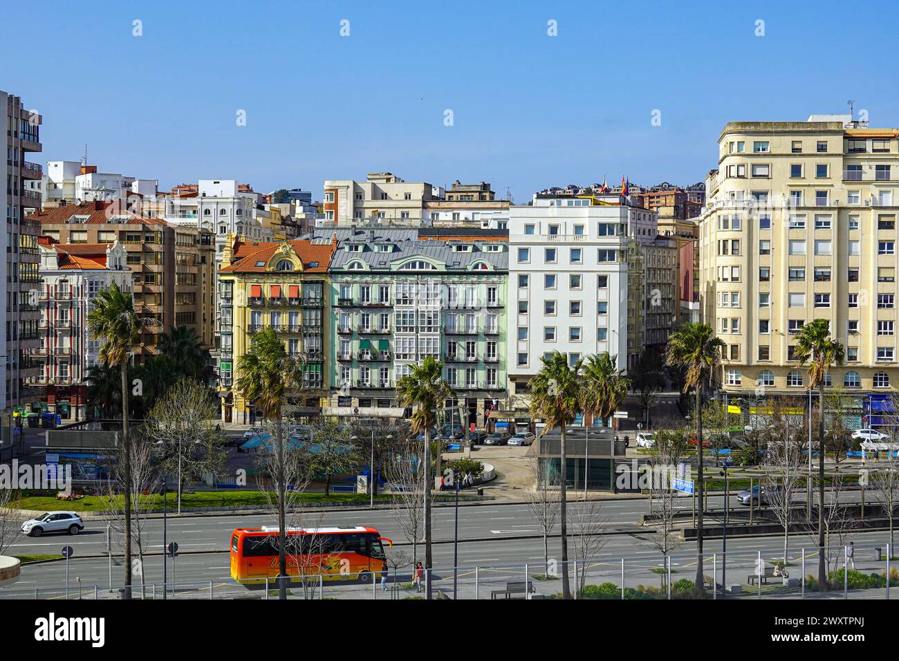 Waterfront buildings in Santander, port city in Cantabria, Northern ...