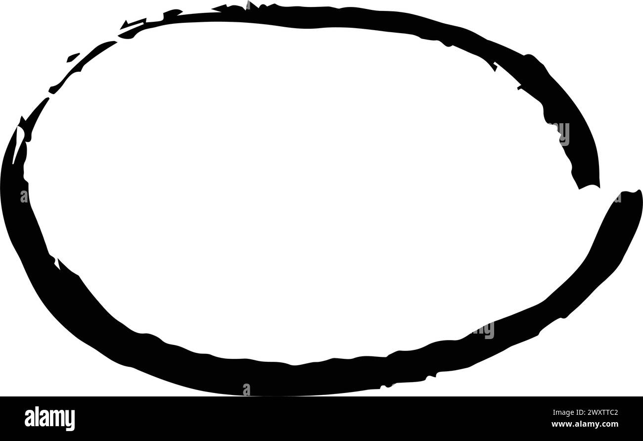 Frame ellipse, grunge oval outline border shape icon, decorative doodle ...