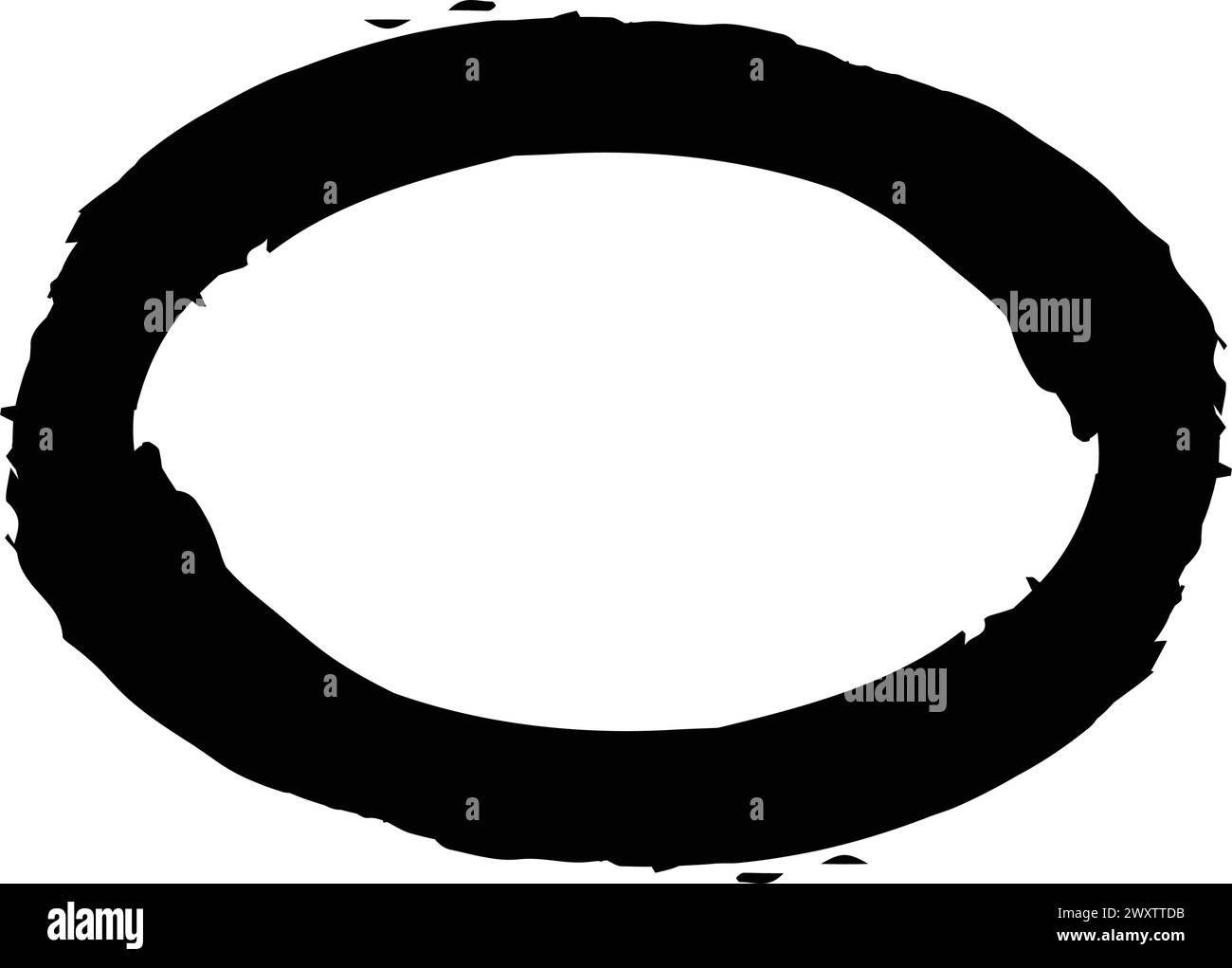 Frame ellipse, grunge oval outline border shape icon, decorative doodle ...