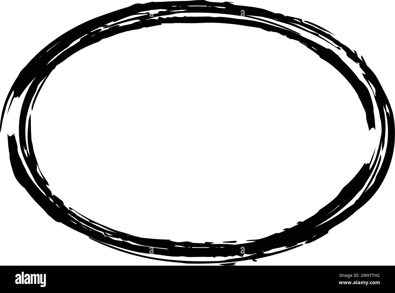 Frame ellipse, grunge oval outline border shape icon, decorative doodle ...