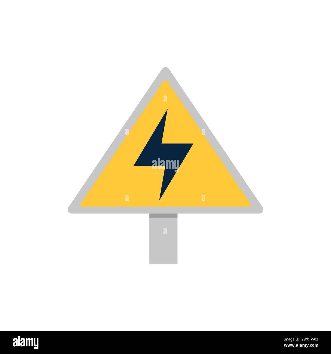High voltage warning sign. Electrician tools, electrician supplies flat ...