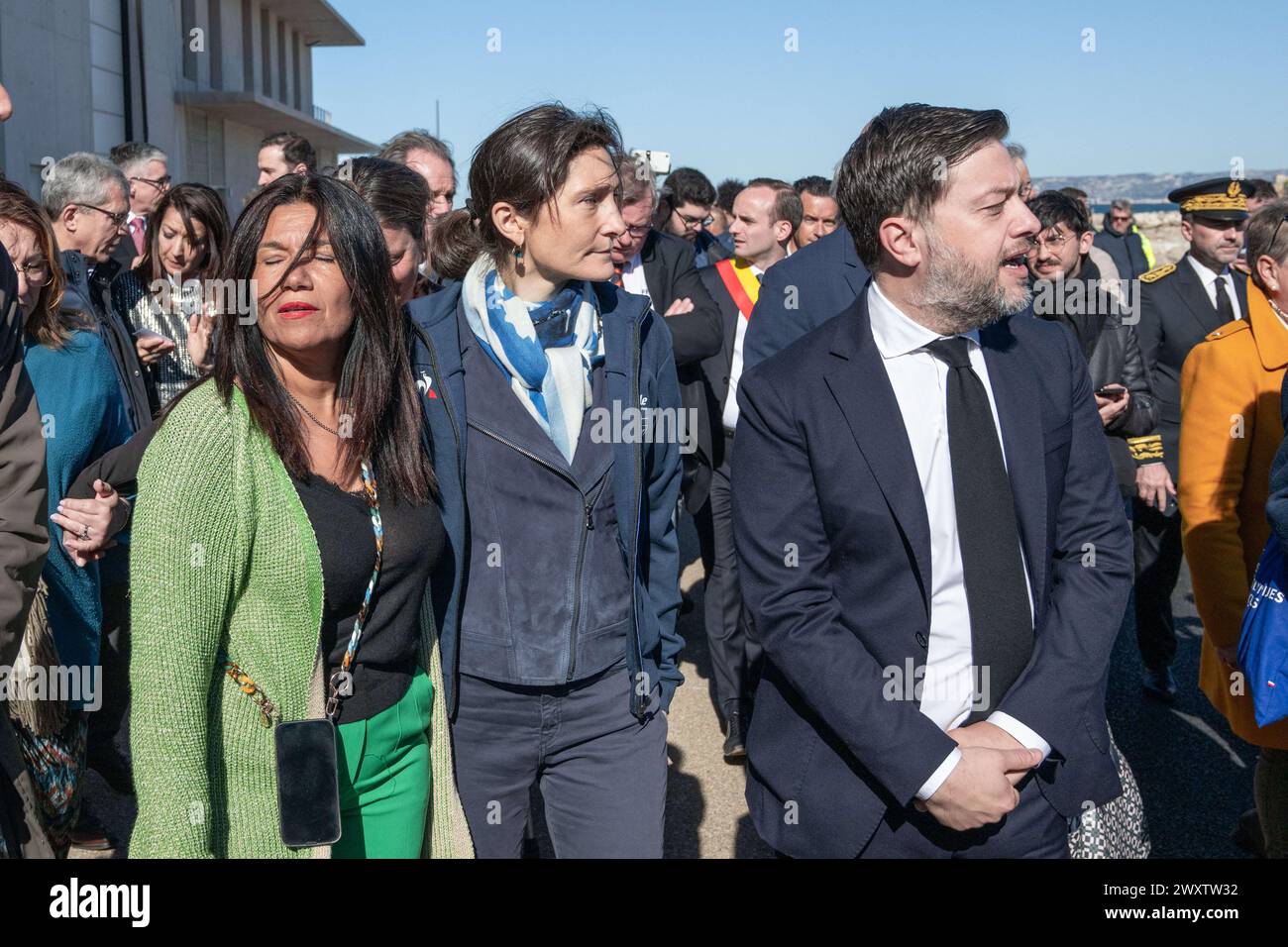 Marseille, France. 02nd Apr, 2024. Samia Ghali (L), Amelie Oudea ...