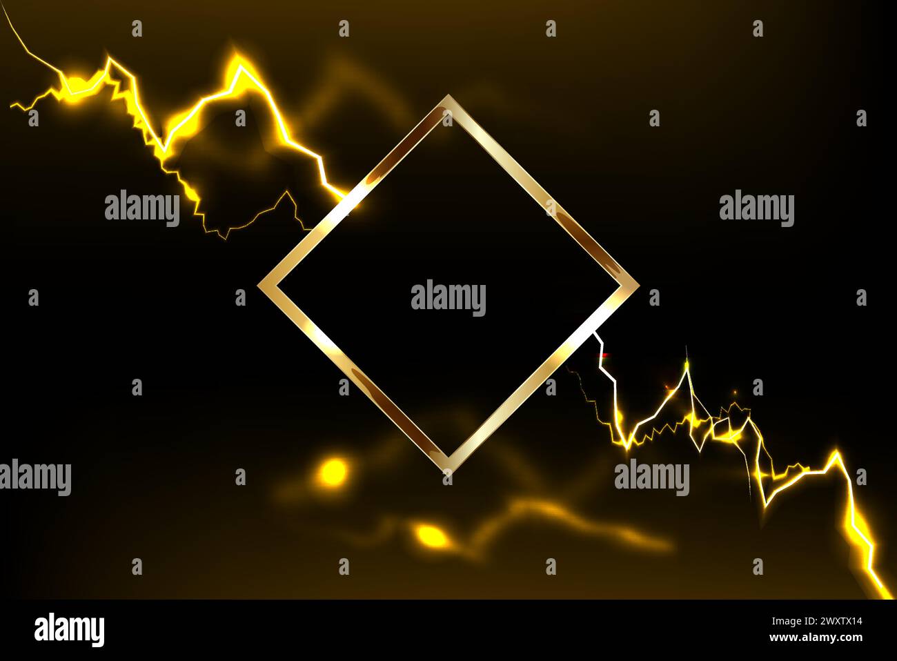 Golden frame with lightning effect on dark background Stock Vector ...