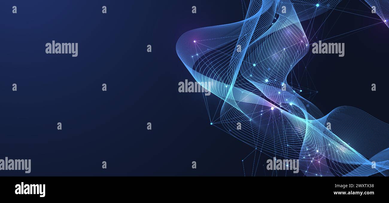 Vector connections of lines and dots. Technology banner template ...