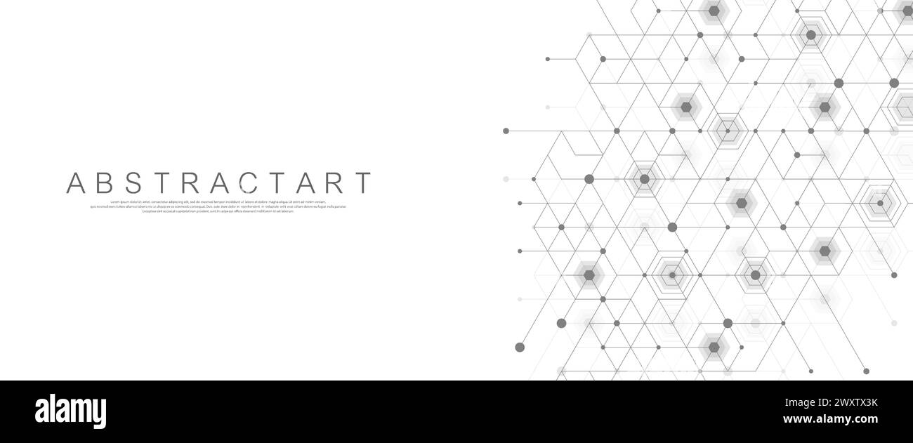 Technology Abstract Lines And Dots Connect Background With Hexagons Hexagons Connection Digital