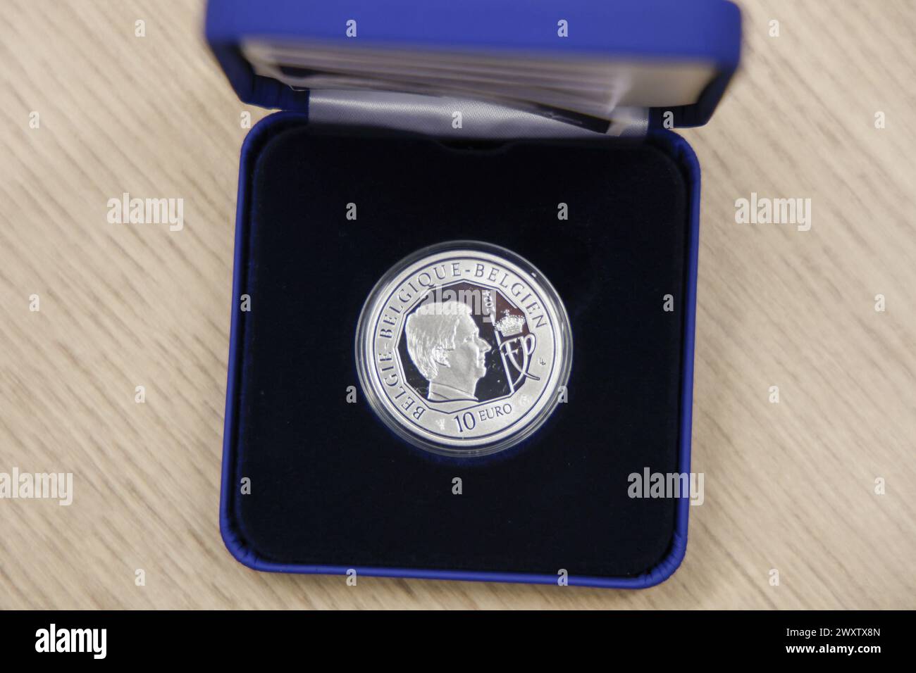 Brussels, Belgium. 02nd Apr, 2024. The coin pictured during the ...