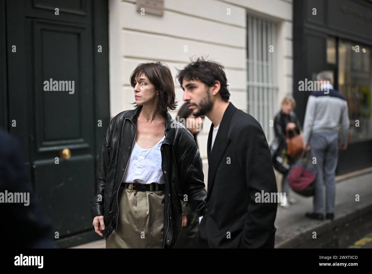Charlotte Gainsbourg and her son Ben Attal during the unveiling ...