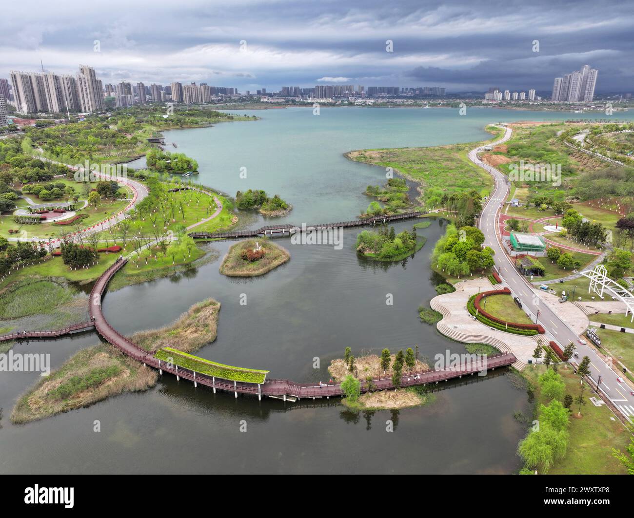 Changsha, China's Hunan Province. 2nd Apr, 2024. An aerial drone photo ...