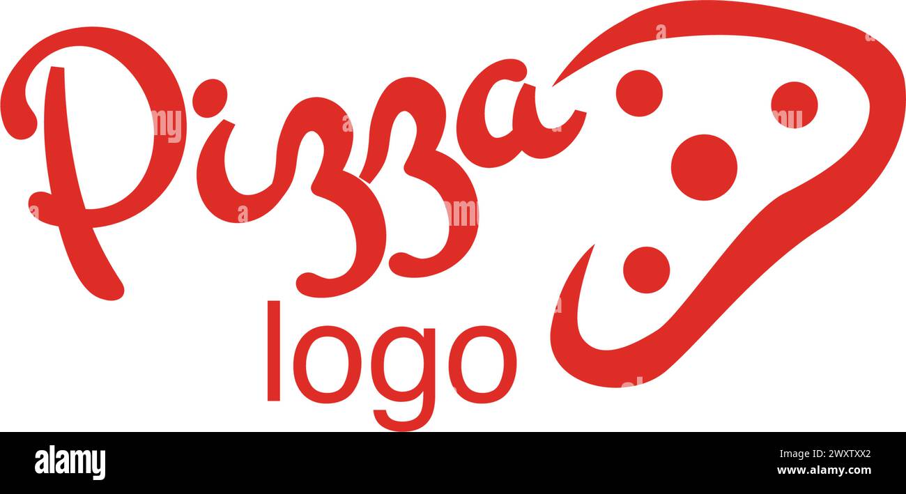 Creative red slice of cheese pizza. Logo vector design symbol Stock ...