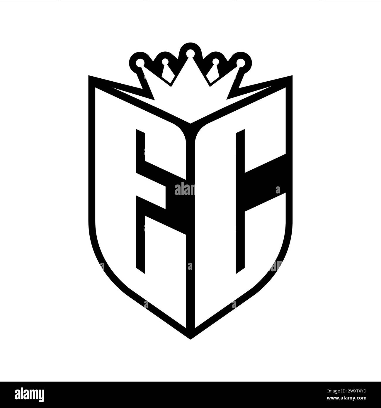EC Letter bold monogram with shield shape and sharp crown inside shield ...