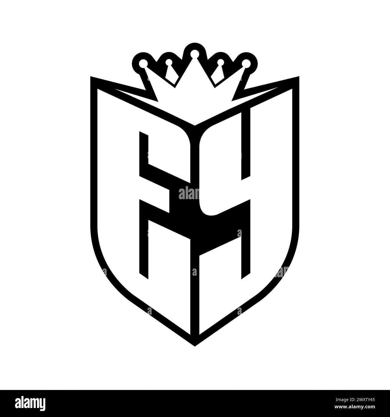 EY Letter bold monogram with shield shape and sharp crown inside shield ...