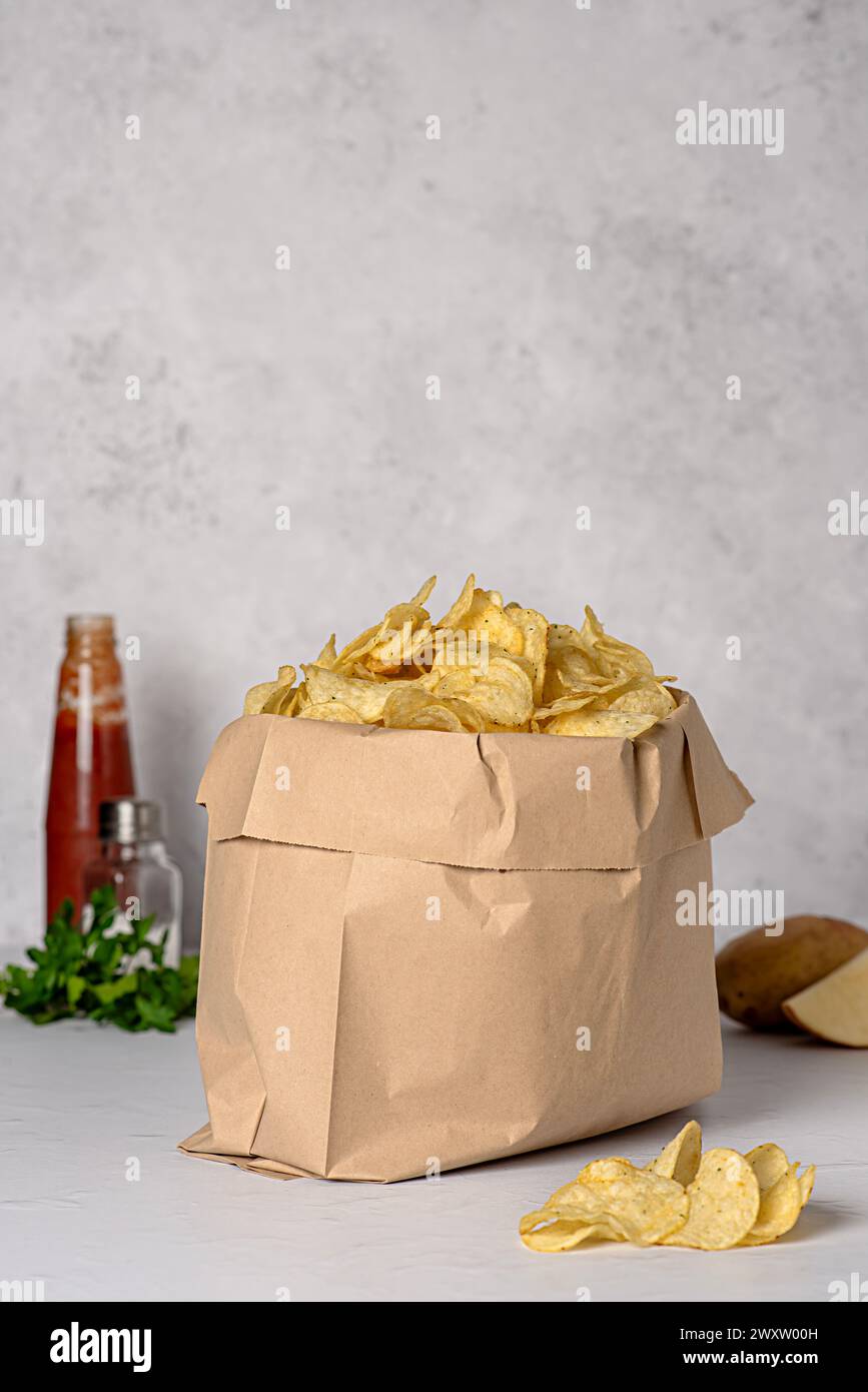 Blank food photography of potato crisp, chips, crunchy, crispy, salted ...