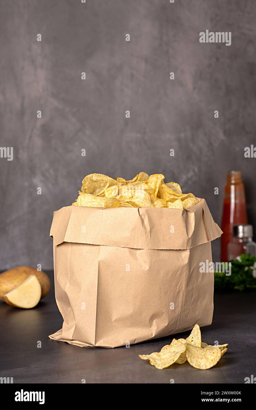 Blank food photography of potato crisp, chips, crunchy, crispy, salted ...