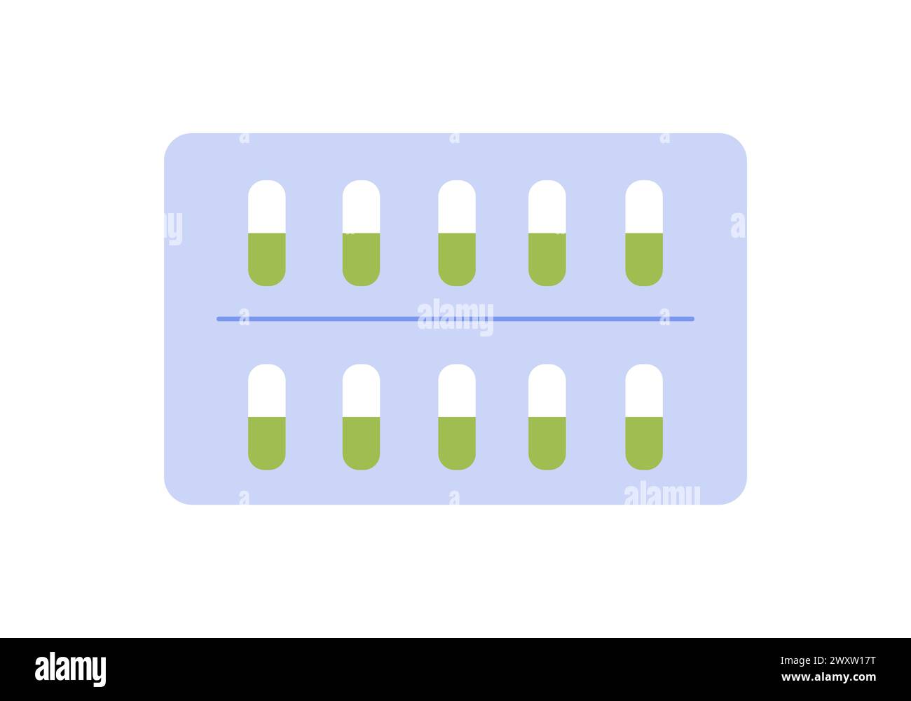 Medical drug package for white and green capsules, blister pack vector ...