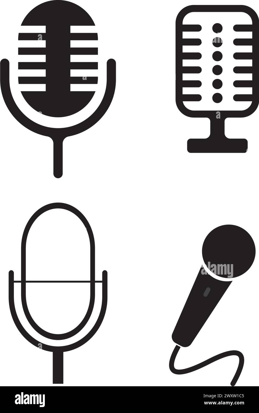Single microphone icon Black and White Stock Photos & Images - Alamy