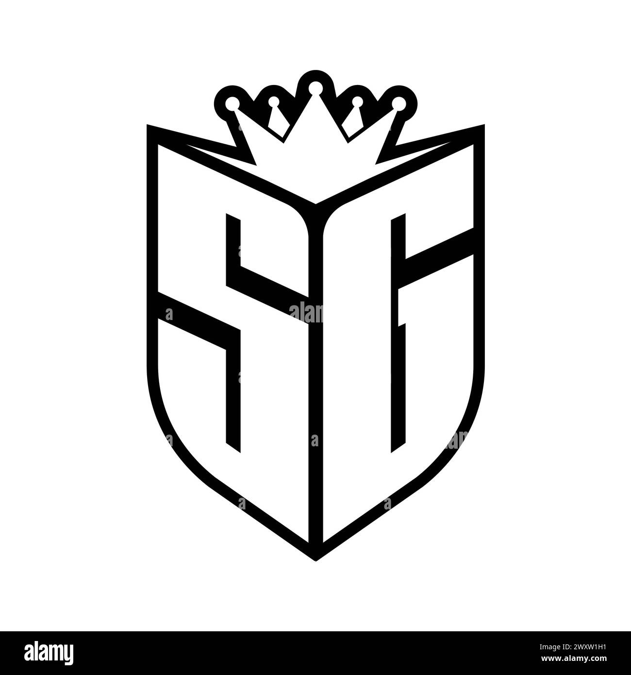 SG Letter bold monogram with shield shape and sharp crown inside shield ...