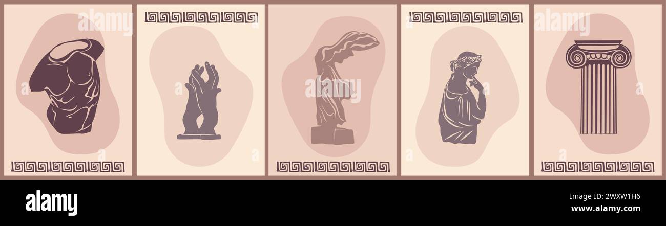 Various Antique statues Vector art posters, cards Stock Vector Image ...