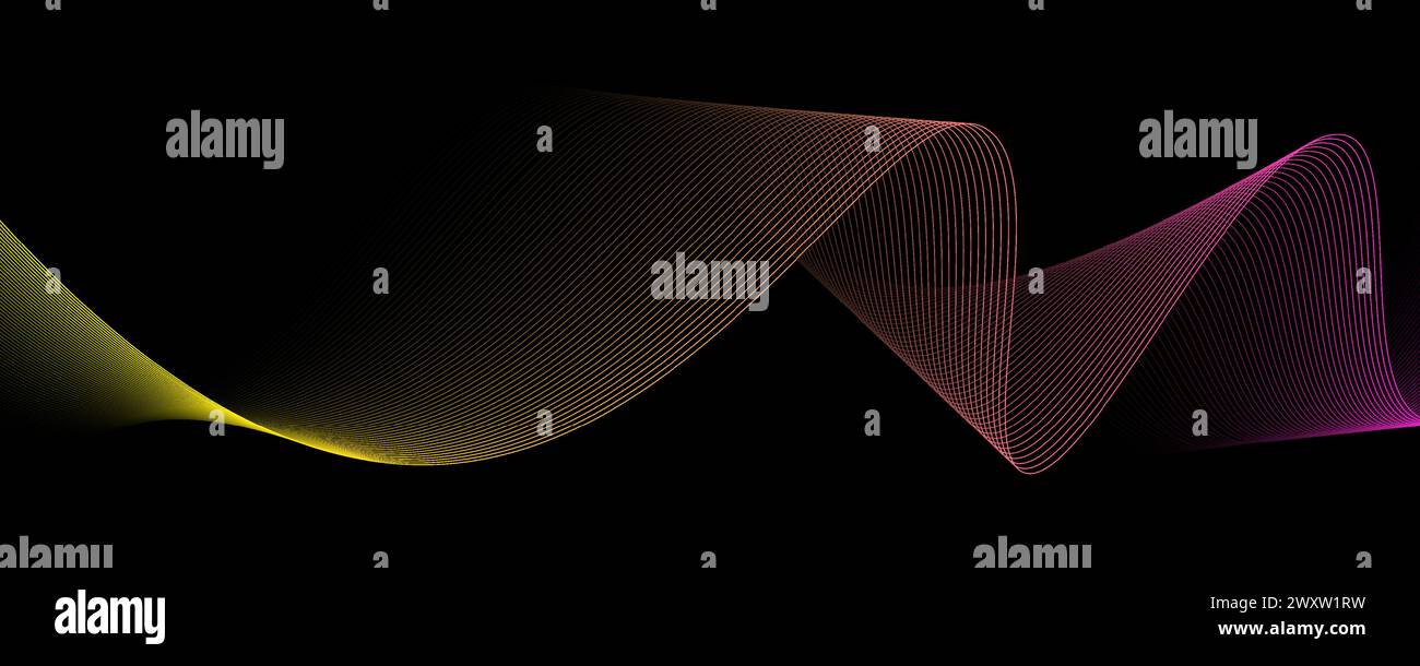 colorful motion sound wave on a dark background. Vector illustration ...