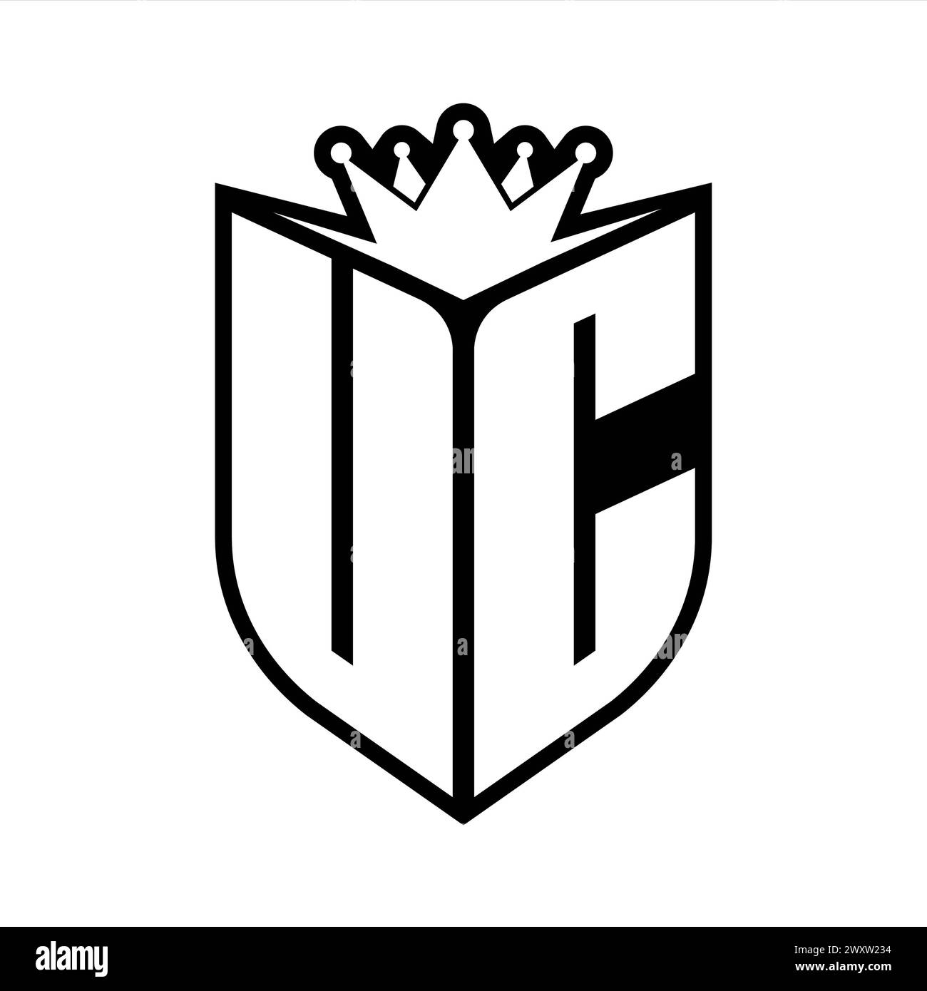 UC Letter bold monogram with shield shape and sharp crown inside shield ...