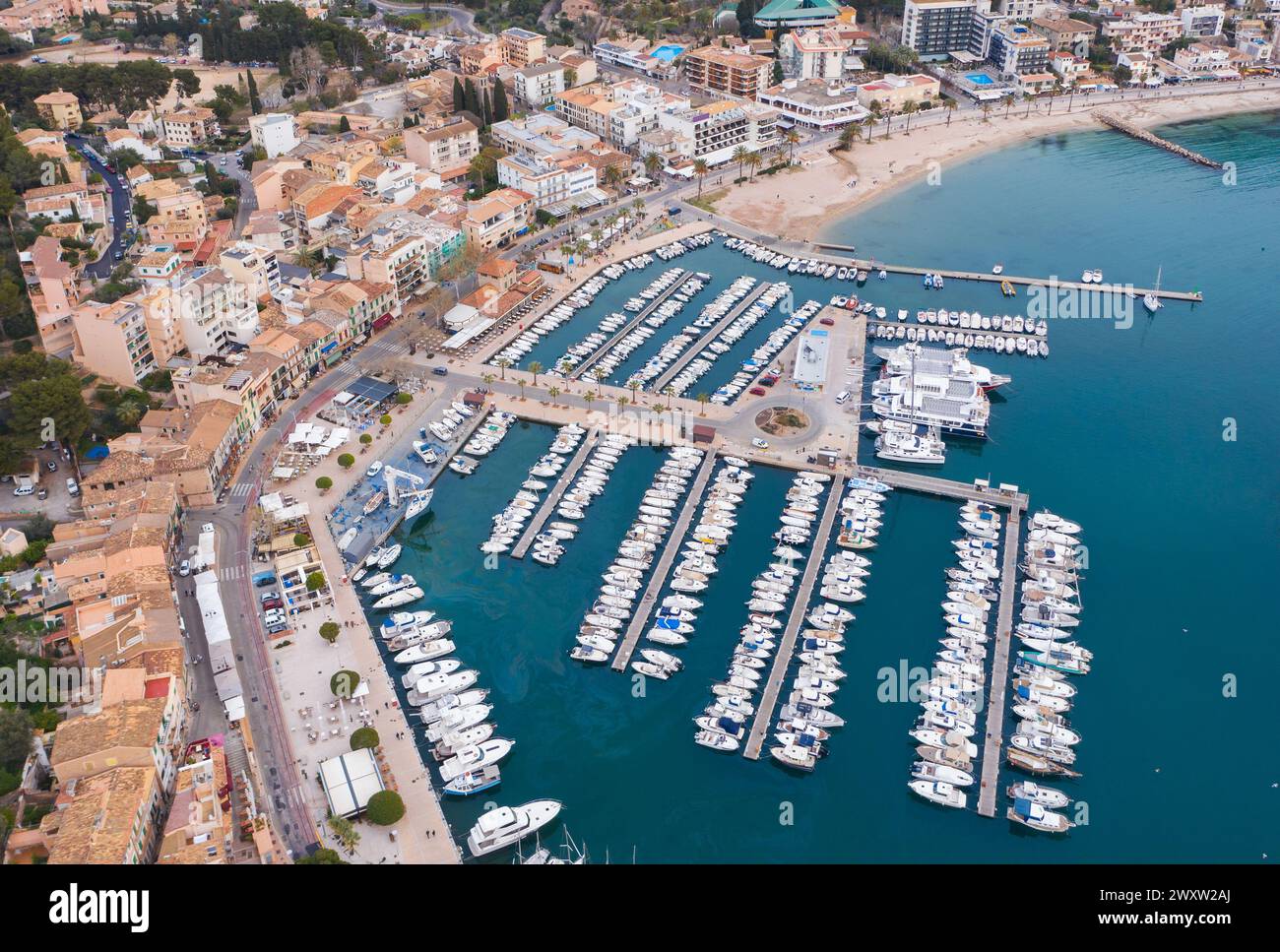 Breathtaking Aerial Perspective of the Mediterranean Sea Harbor ...
