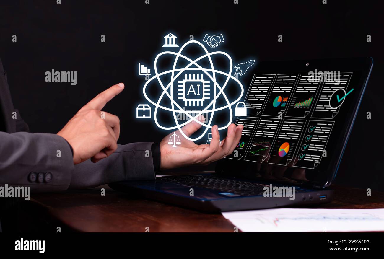 entrepreneur interacts with the possibilities of artificial intelligence to optimize their ...