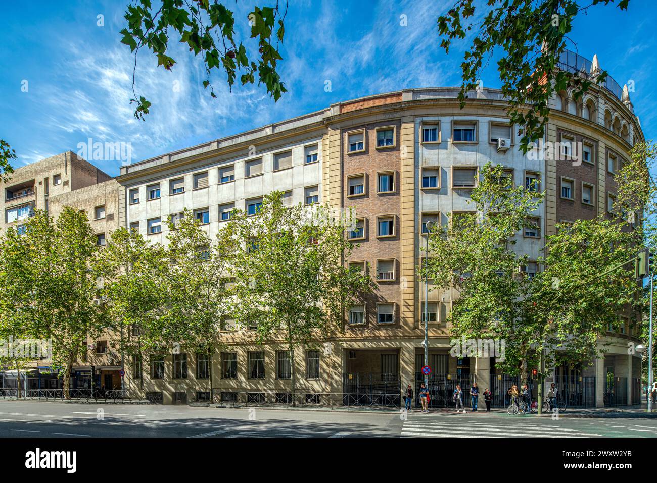 Residential building basked in sunlight at Prado de San Sebastian, with ...