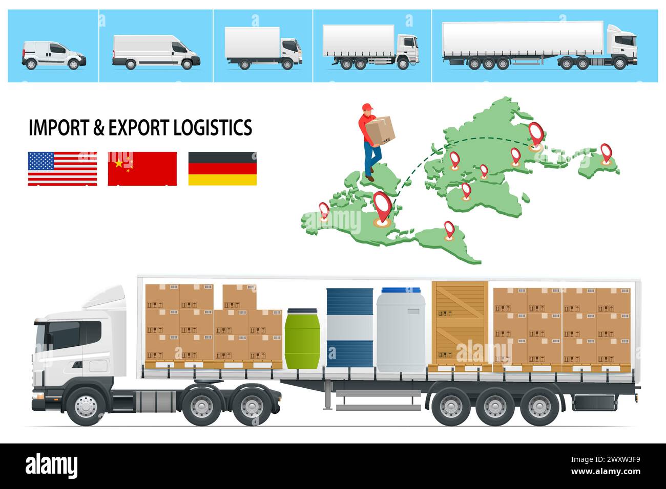 Isometric Shipping, Logistic Systems, Cargo transport. Big commercial ...