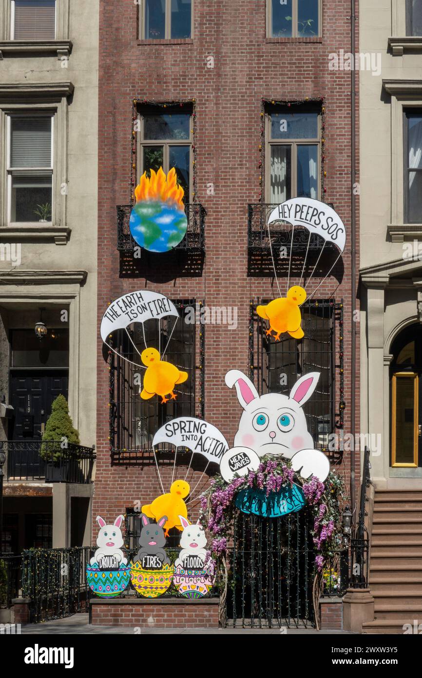 A brownstone in Murray Hill uses Easter decorations to warn of climate ...