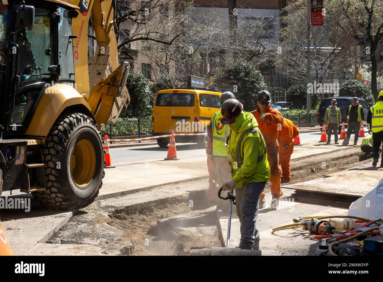 Tradesmen on a Road Crew Working on City Street, NYC, 2024 Stock Photo ...