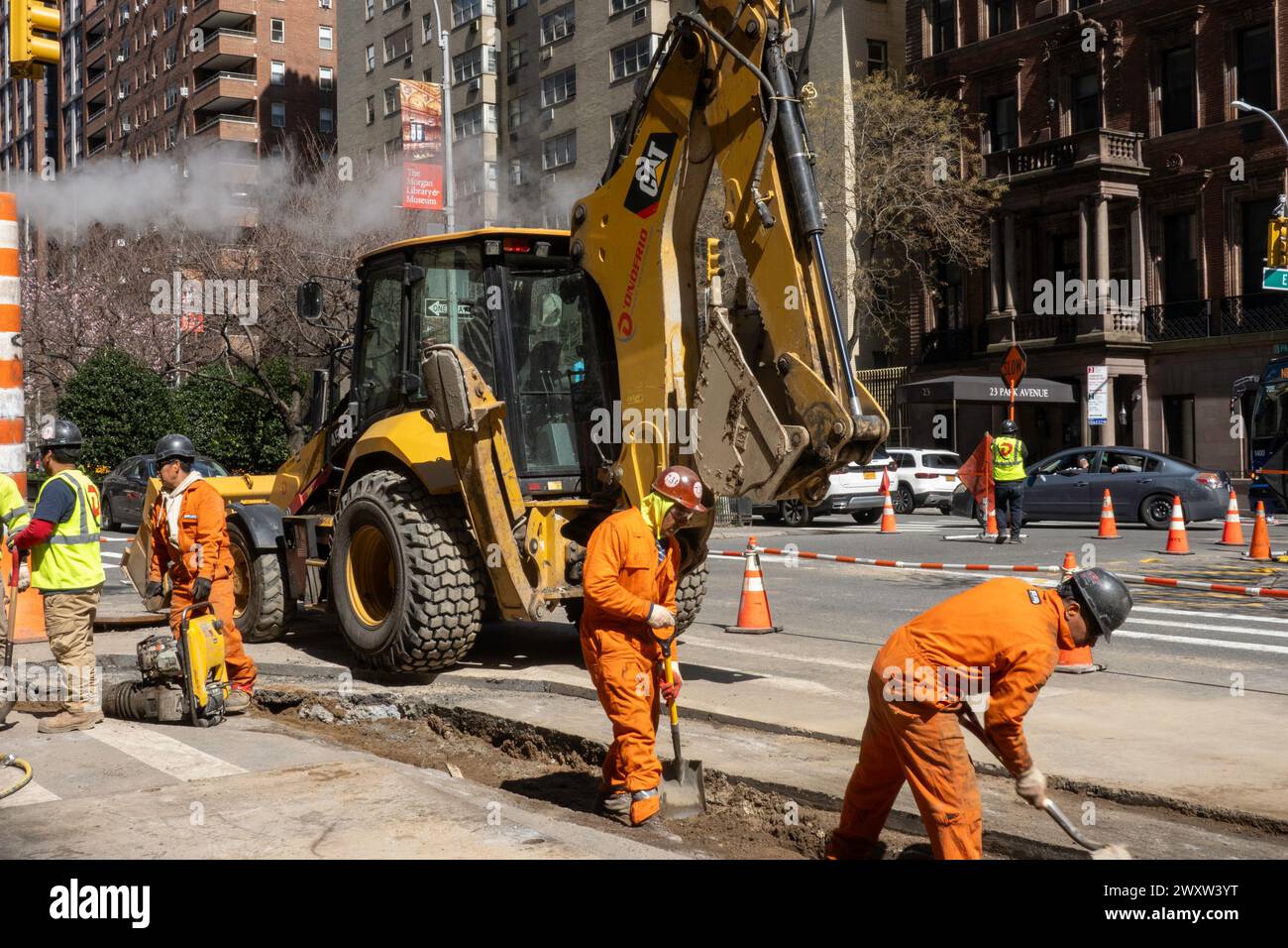 Tradesmen on a Road Crew Working on City Street, NYC, 2024 Stock Photo ...