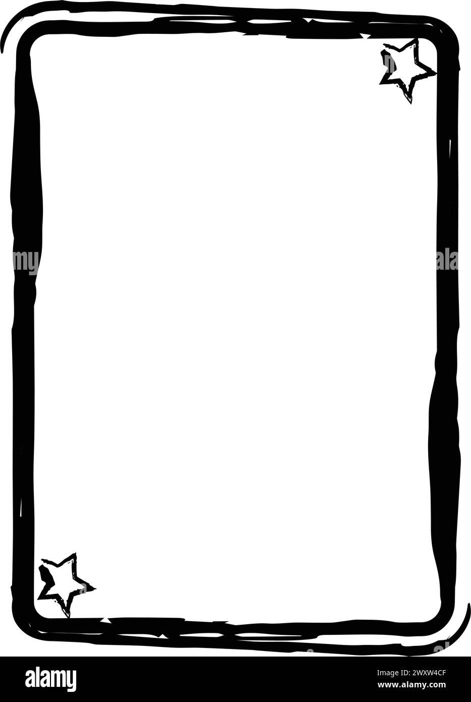 Star frame border grunge stroke element, brush shape icon, vertical ...