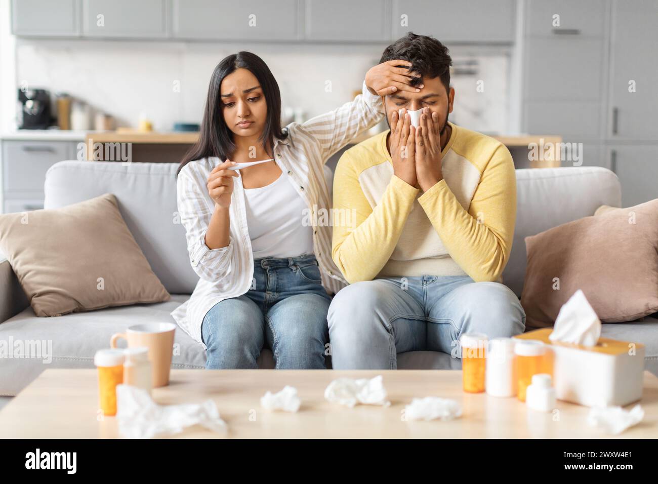 Worried indian woman comforting hi-res stock photography and images - Alamy