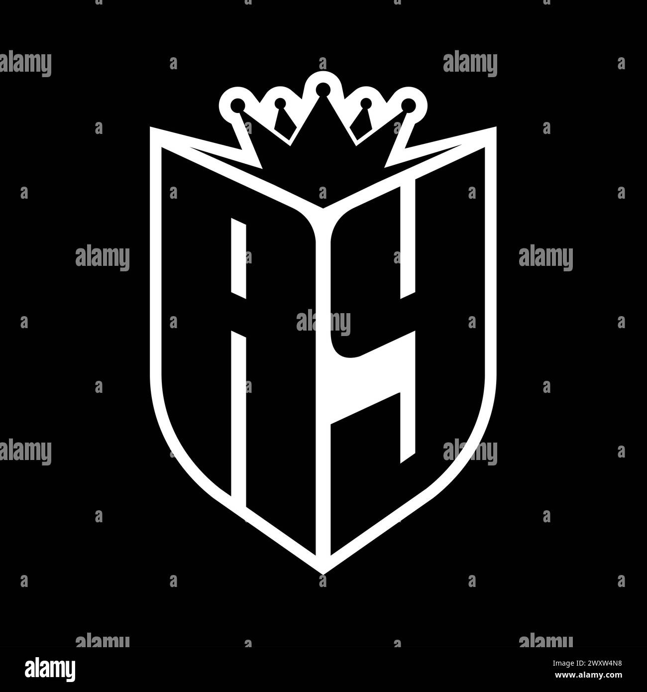 AY Letter bold monogram with shield shape and sharp crown inside shield ...