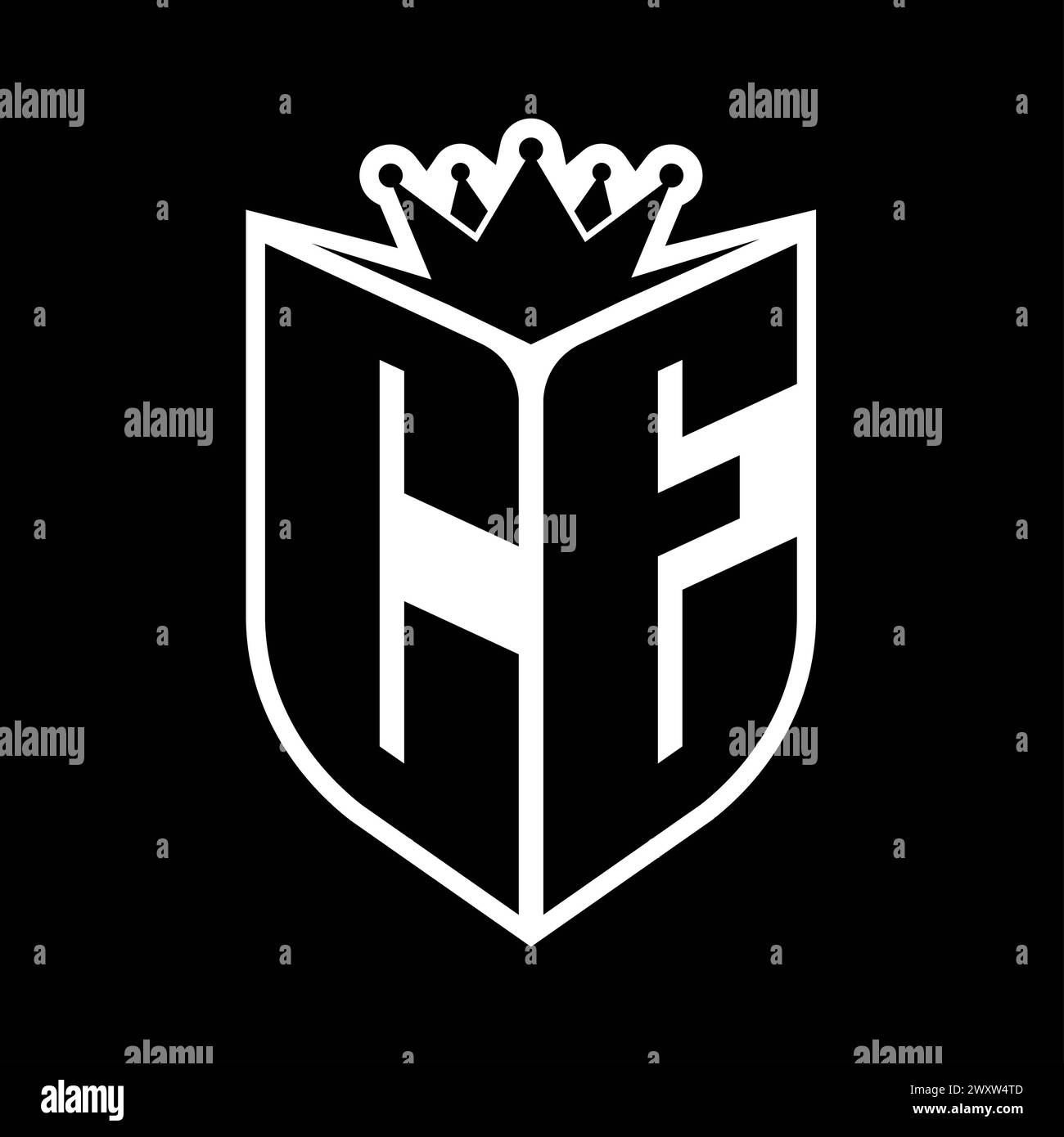CE Letter bold monogram with shield shape and sharp crown inside shield ...