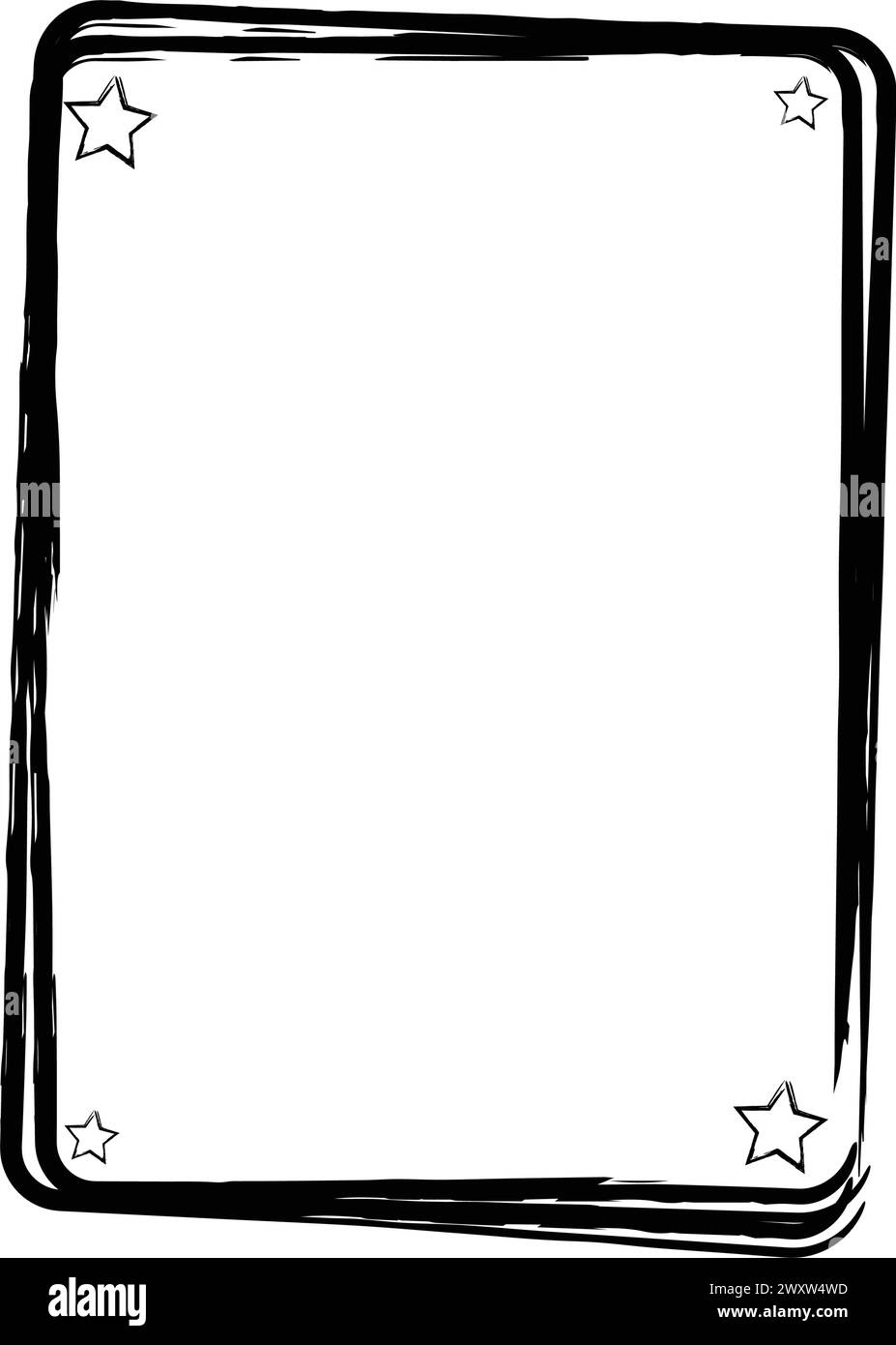 Star frame border grunge stroke element, brush shape icon, vertical ...